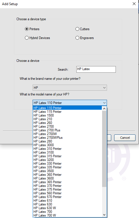 Search Filter in Add Setup dialog box (Flexi Complete) – SA International